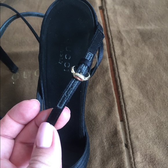 Gucci | Shoes | Gucci Silk Black Shoe Criss Cross Open Toe Women | Poshmark